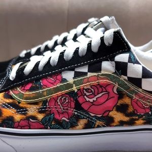 Vans | Shoes | Vans Old Skool Rose Animal Check Checker Checkered Shoes ...